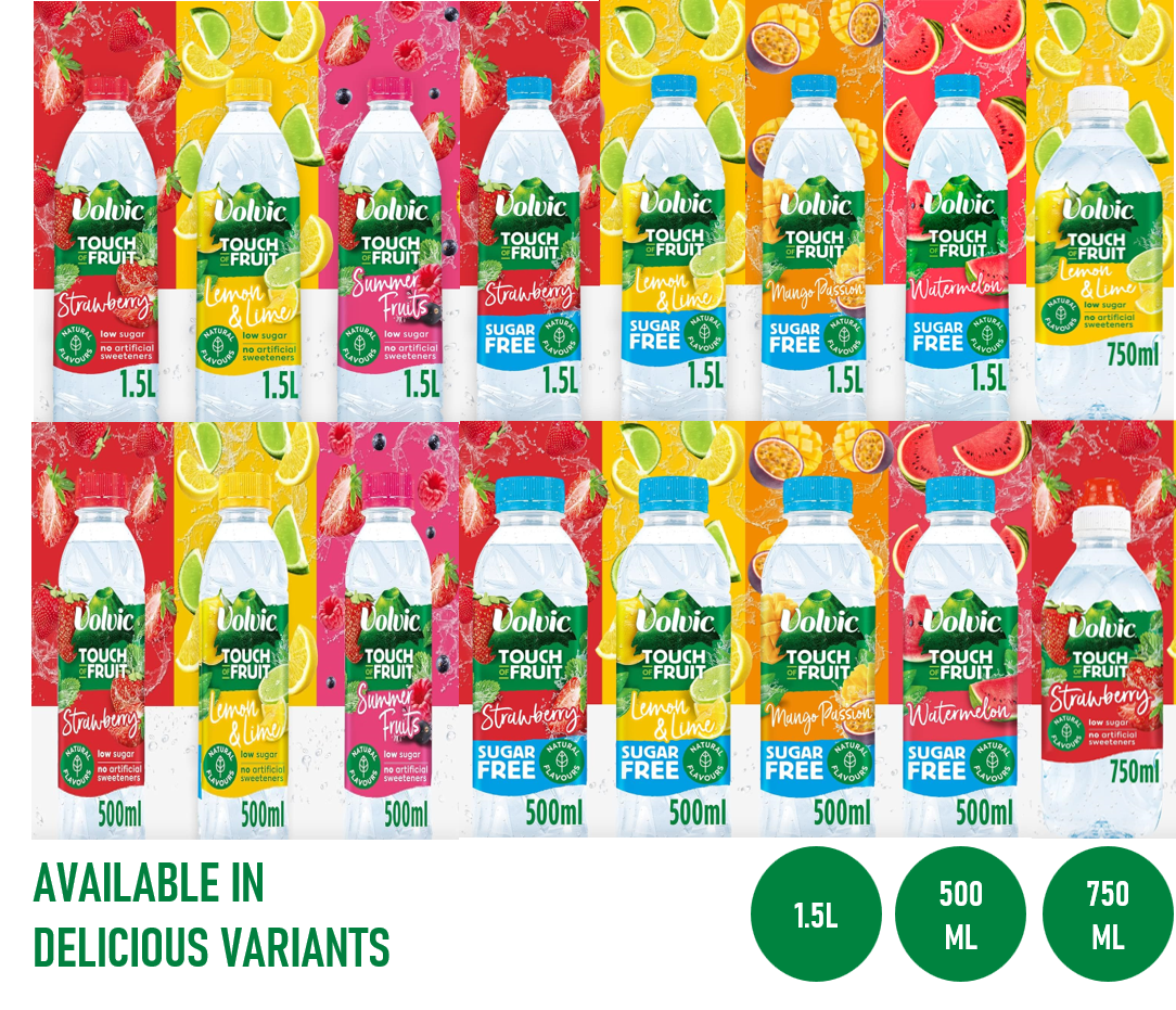 Volvic Touch of Fruit Sugar free & low suagr Natural Flavoured Water V