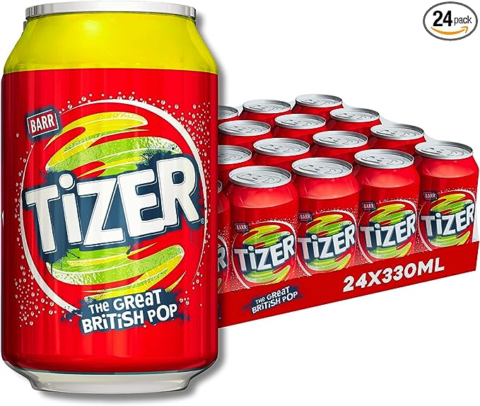 BARR Tizer, Citrus-Flavoured 24 pack Fizzy Drink Cans, Low Sugar, 24 x