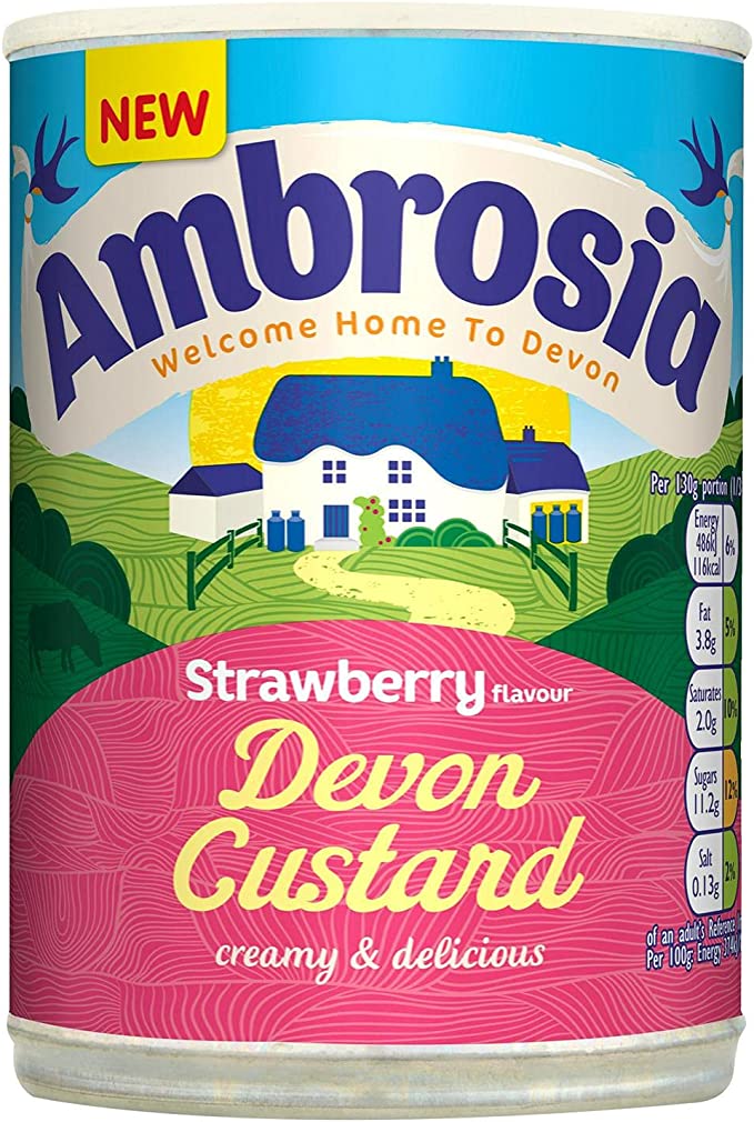 Ambrosia Strawberry Flavour Devon Custard Pack of 6x400g