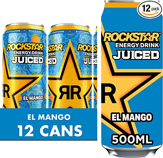Rockstar Juiced Energy Drink - Mango 12 x 500ml cans